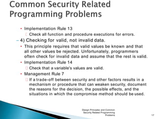 Design principles and common security related programming principles | PPTX | Operating Systems ...