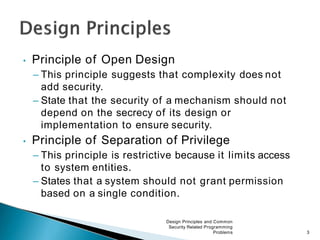 Design principles and common security related programming principles ...