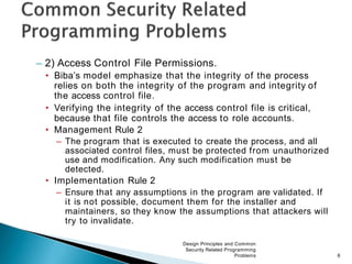 Design principles and common security related programming principles | PPTX | Operating Systems ...