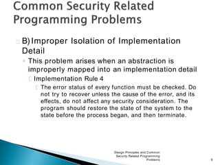 Design principles and common security related programming principles ...