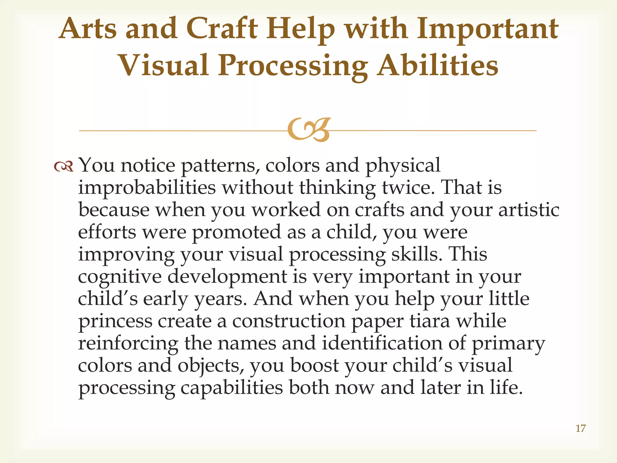 5 developmental benefits of arts and crafts | PPTX