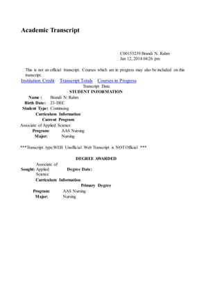 Academic Transcript 02.27.15