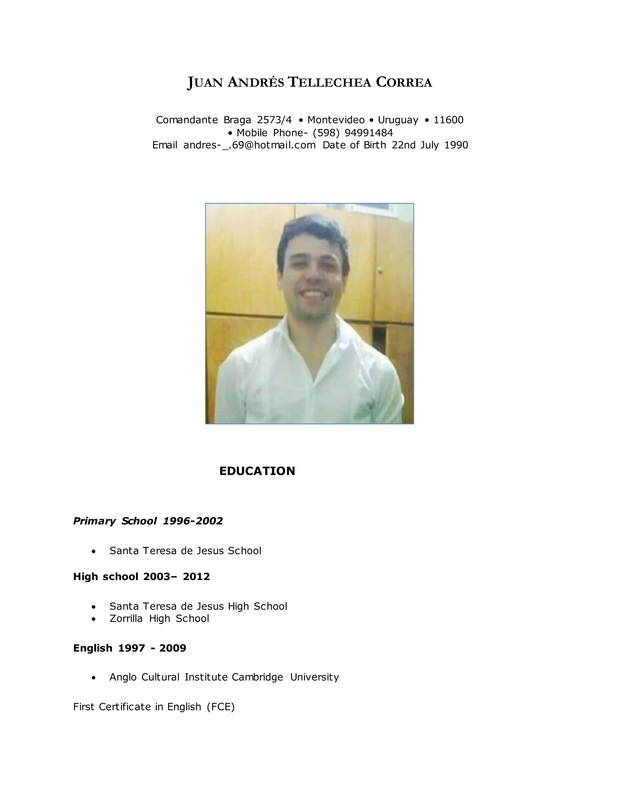 Juan Andres Tellechea Correa CV | DOCX