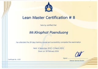 Lean Master Certification | PDF