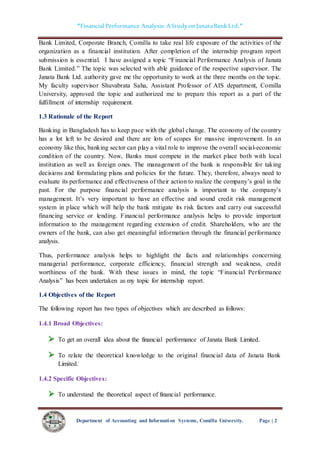 Financial Performance Analysis Of Janata Bank Limited | DOCX