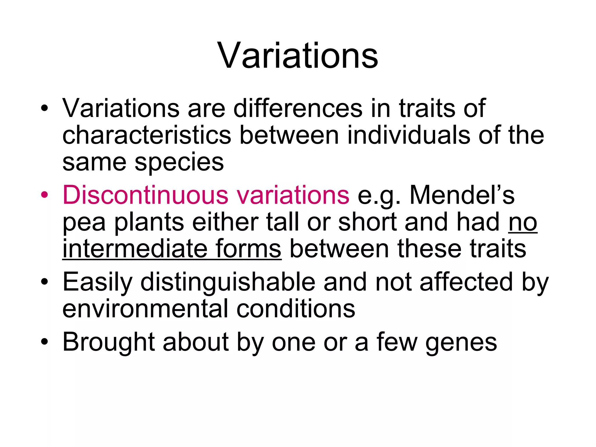 Chapter 19 Heredity Lesson 5 - Discontinuous and Continuous Variation | PPT