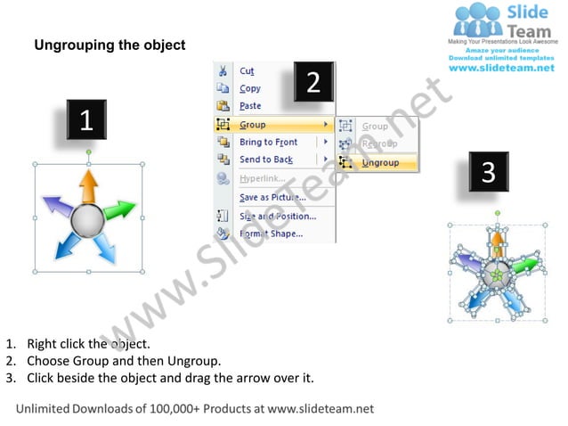 5 diverging arrows alternative paths charts and power point templates | PDF