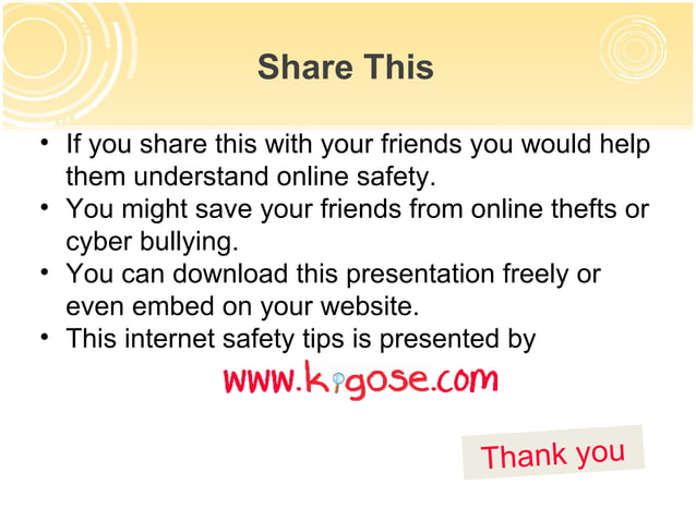 5 Donts, Why and How - Internet Safety | PPT