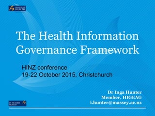 The Health Information Governance Framework | PPTX