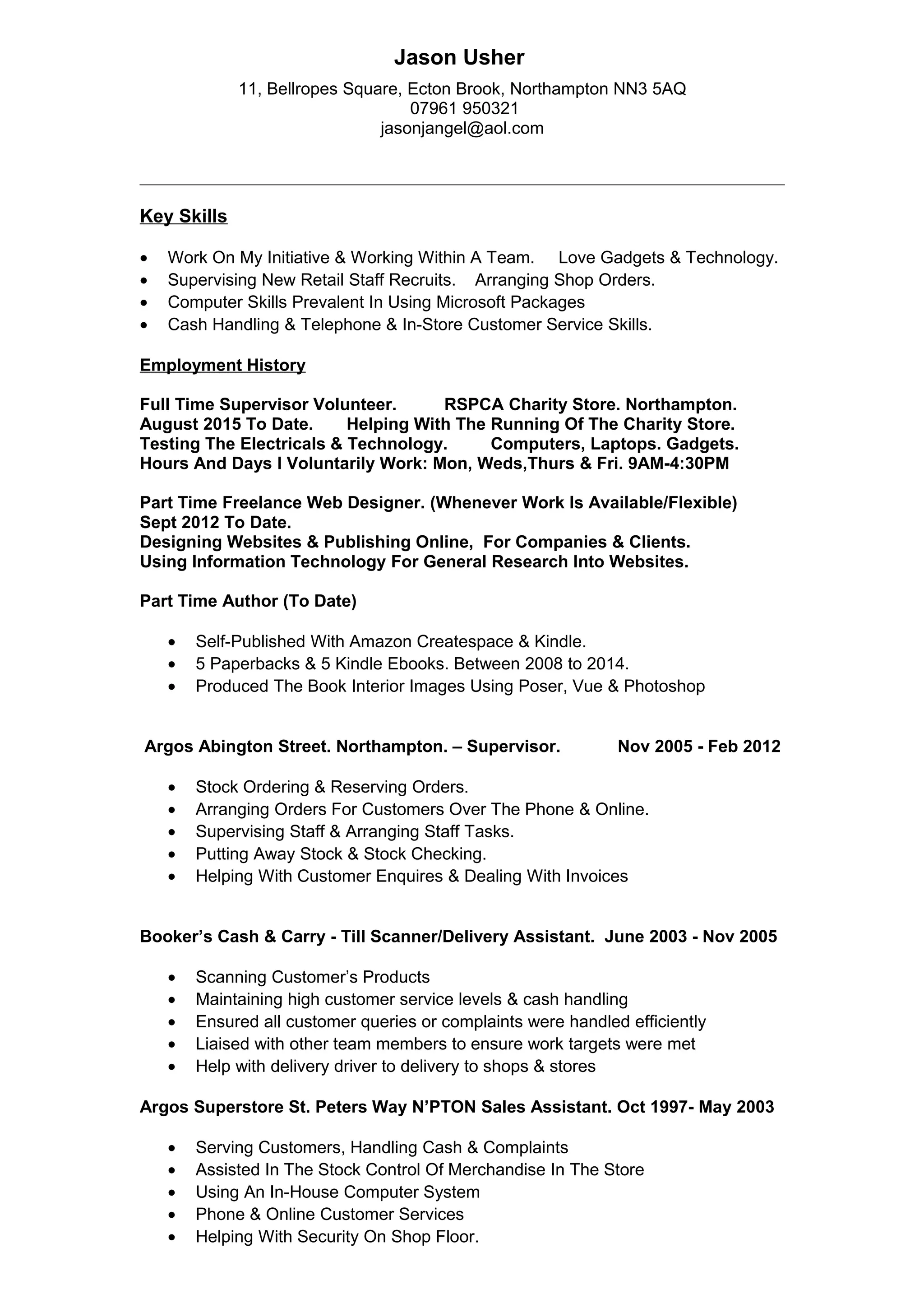 JasonUsher Retail CV August 2015 | PDF