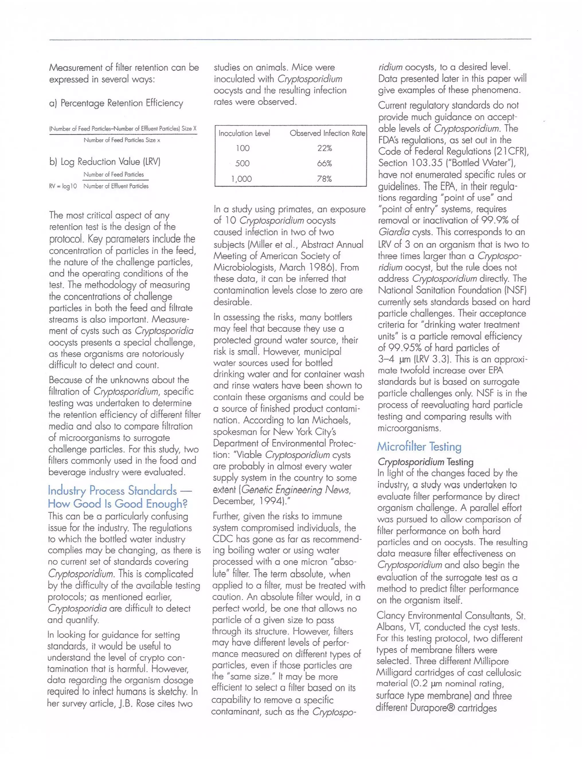 Microfiltration - Cryptosporidium Control Application | PDF