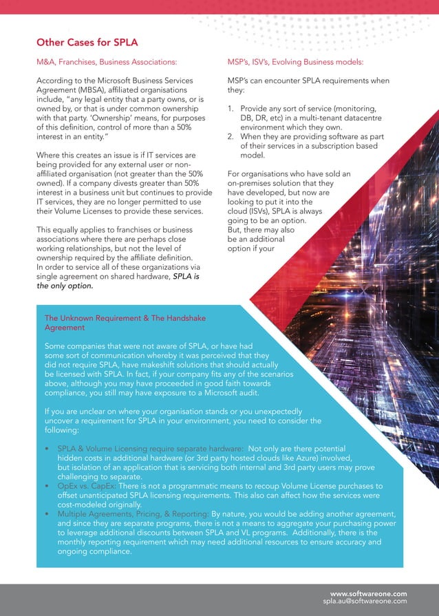 SoftwareONE SPLA Guide | PDF