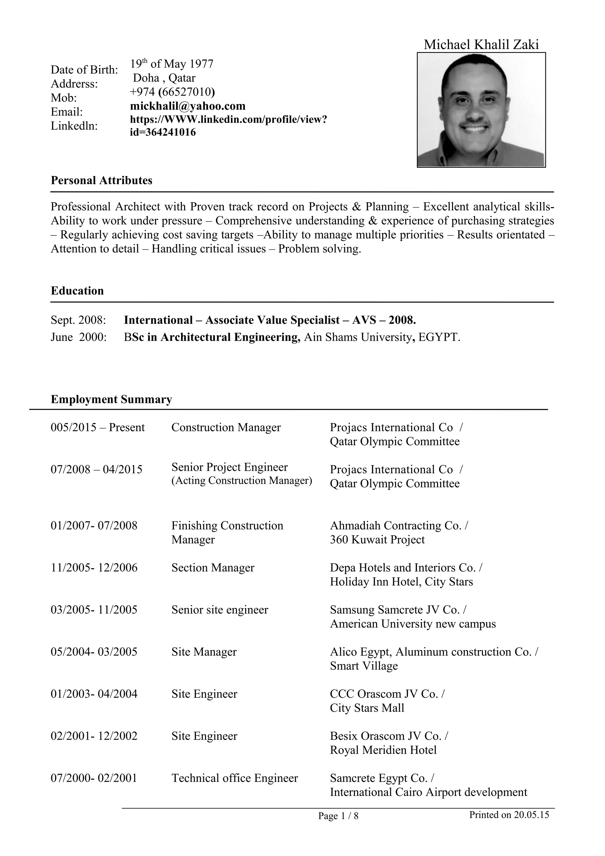 ZAKI Michael_CV 042014 | DOC