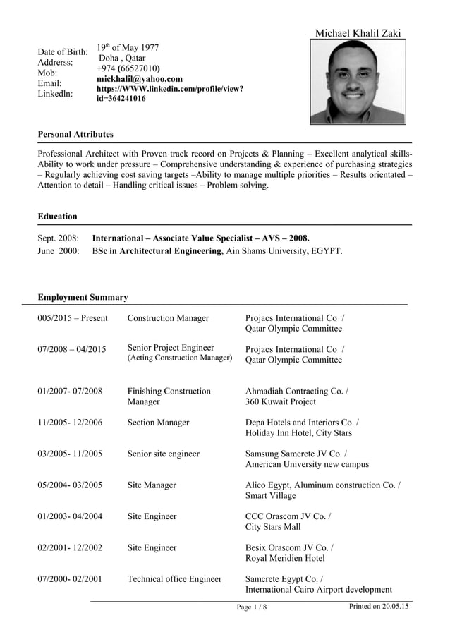 ZAKI Michael_CV 042014 | DOC