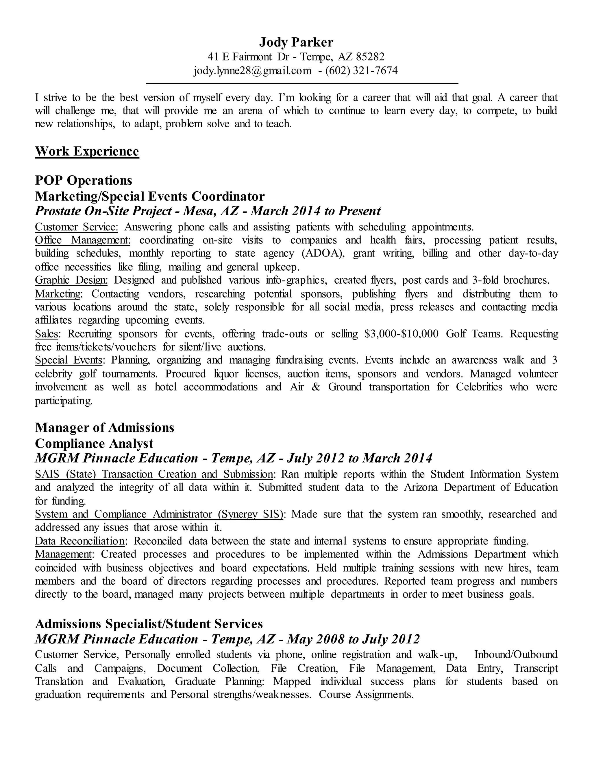 Jody Parker - Resume | DOCX