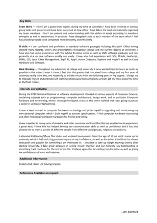 Liam Bamford - CV NEW | PDF
