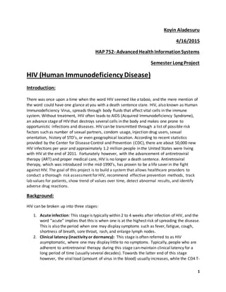 HAP 752 Semester Long Project Write-Up Koyin Aladesuru Linkedin | PDF