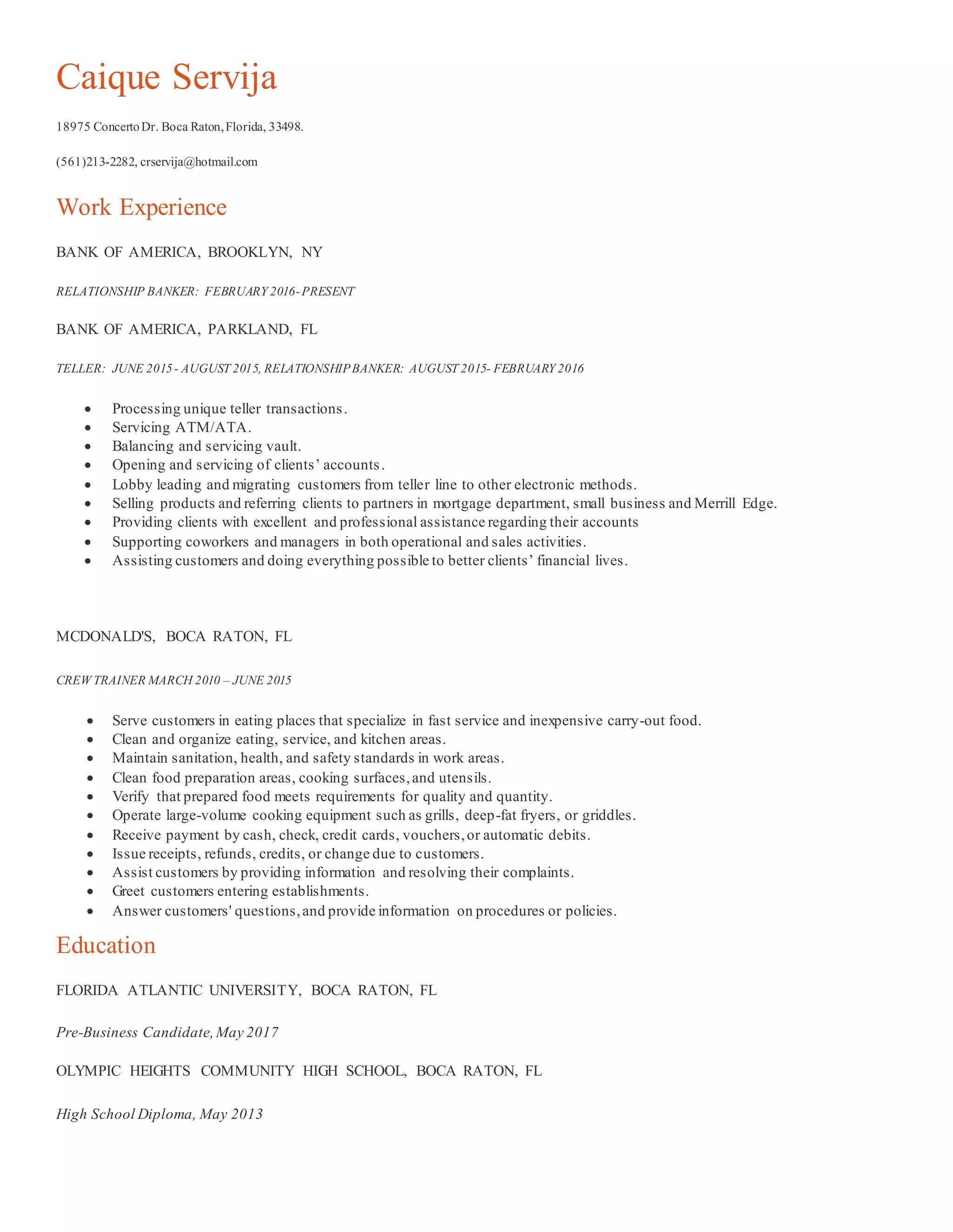 CAIQUE SERVIJA RESUME | DOCX