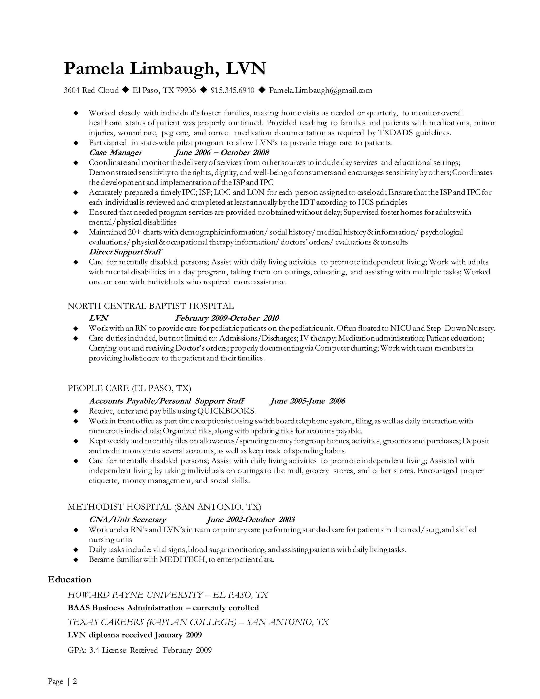 PamelaLimbaughResume | DOCX