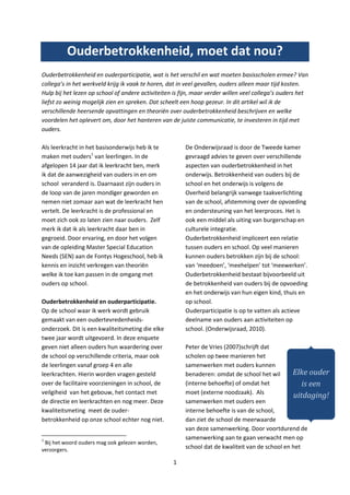 Artikel Ouderbetrokkenheid | PDF