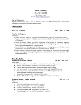 Adel Suliman Resume 2015 | DOC