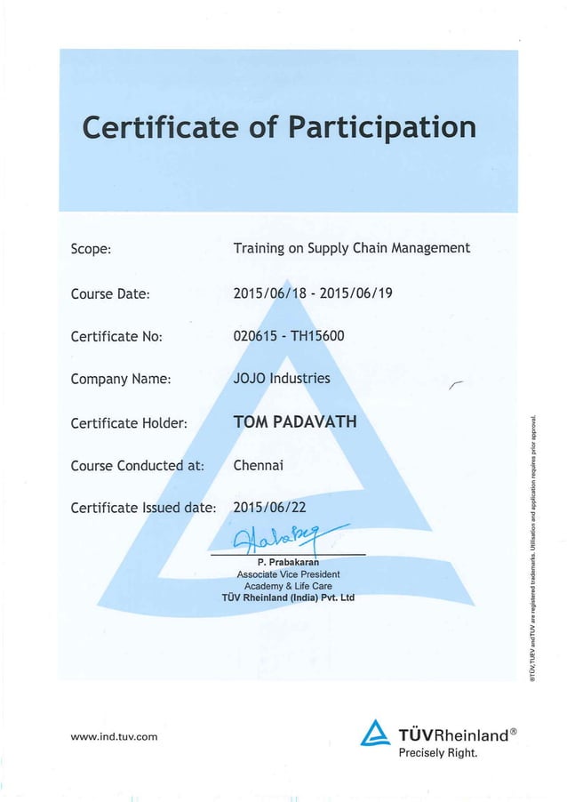 TUV Rheinland supply chain management | PDF