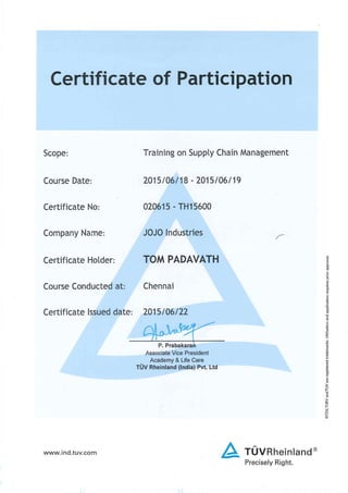 TUV Rheinland supply chain management | PDF