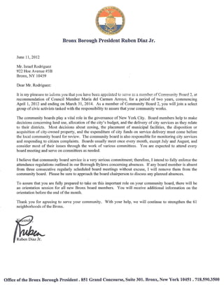 Community board letter 2012 | PDF