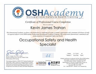 OSHS Certification | PPT
