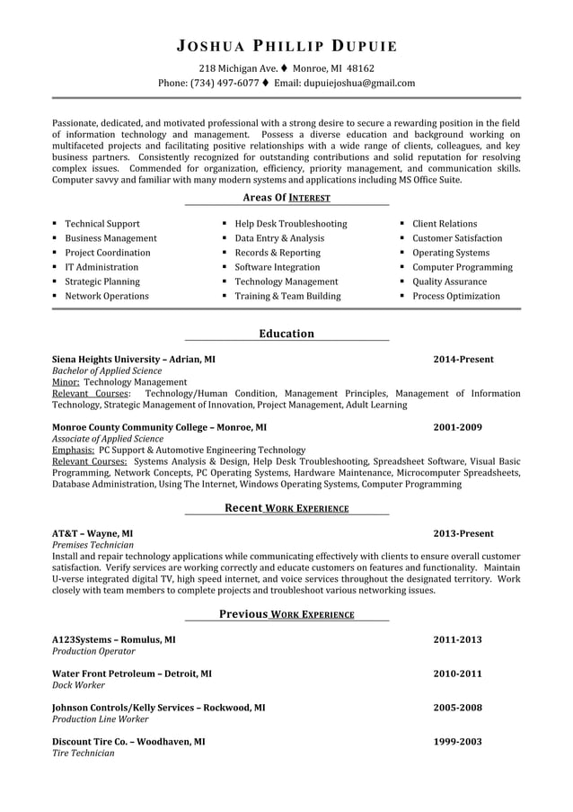 JOSHUA PHILLIP DUPUIE - Resume | DOC