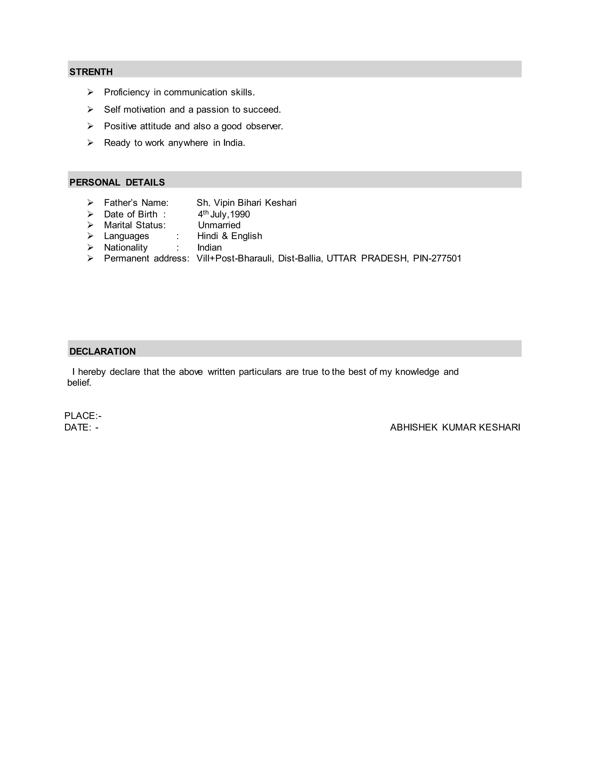 ABHISHEK KUMAR KESHARI | DOCX | Education industry | Industries