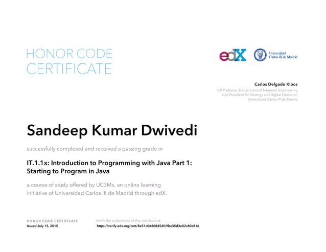 Sandeepkcn UC3M Introduction to Programming with JAVA part 1 | PDF