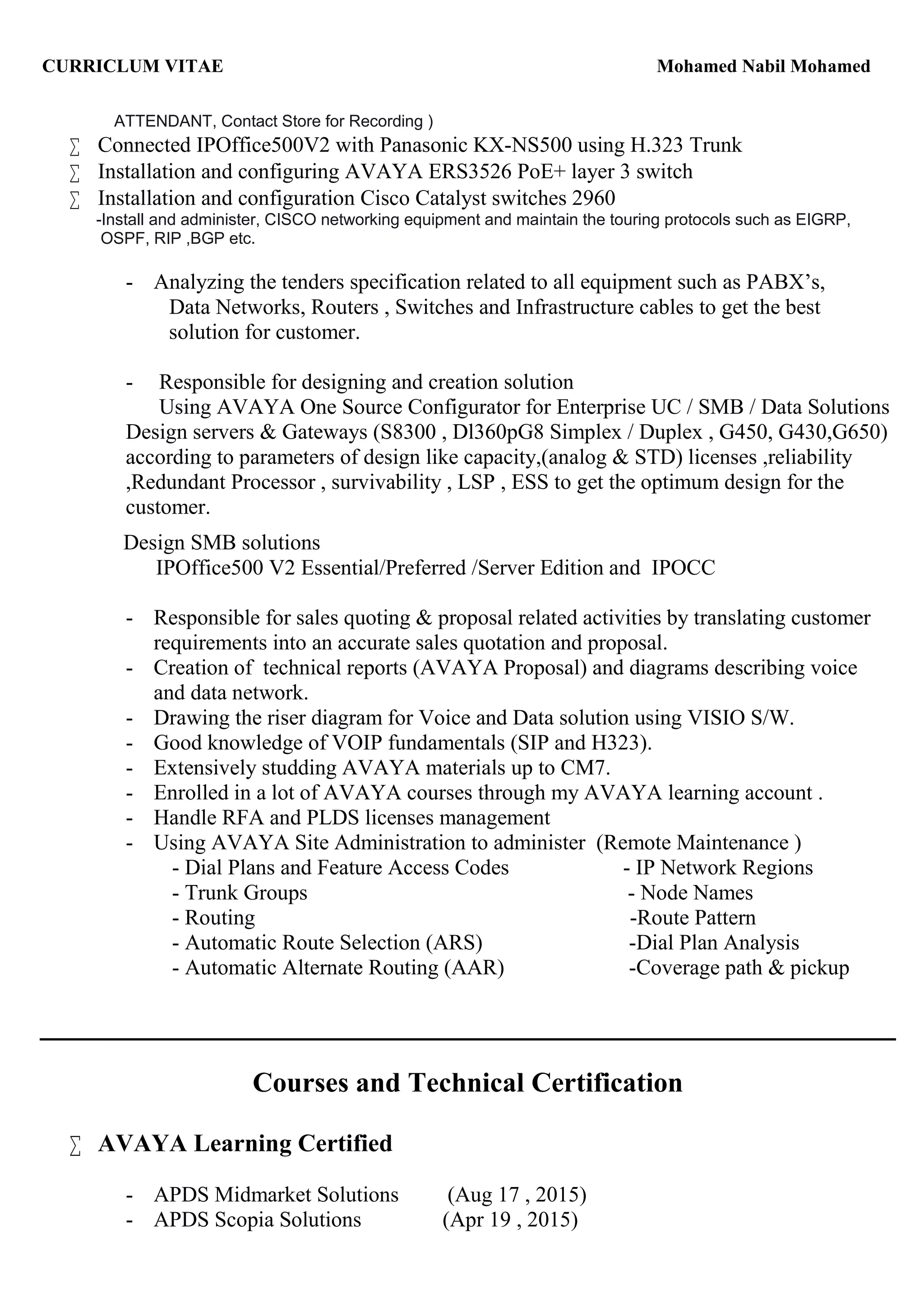 AVAYA Technical Support Engineer | PDF | Computer Networking | Computing