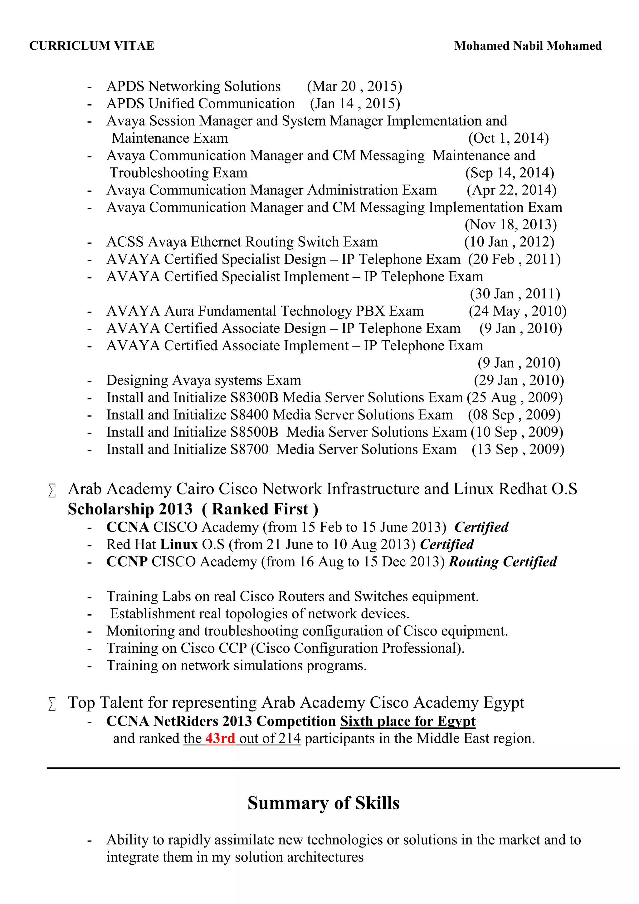 AVAYA Technical Support Engineer | PDF