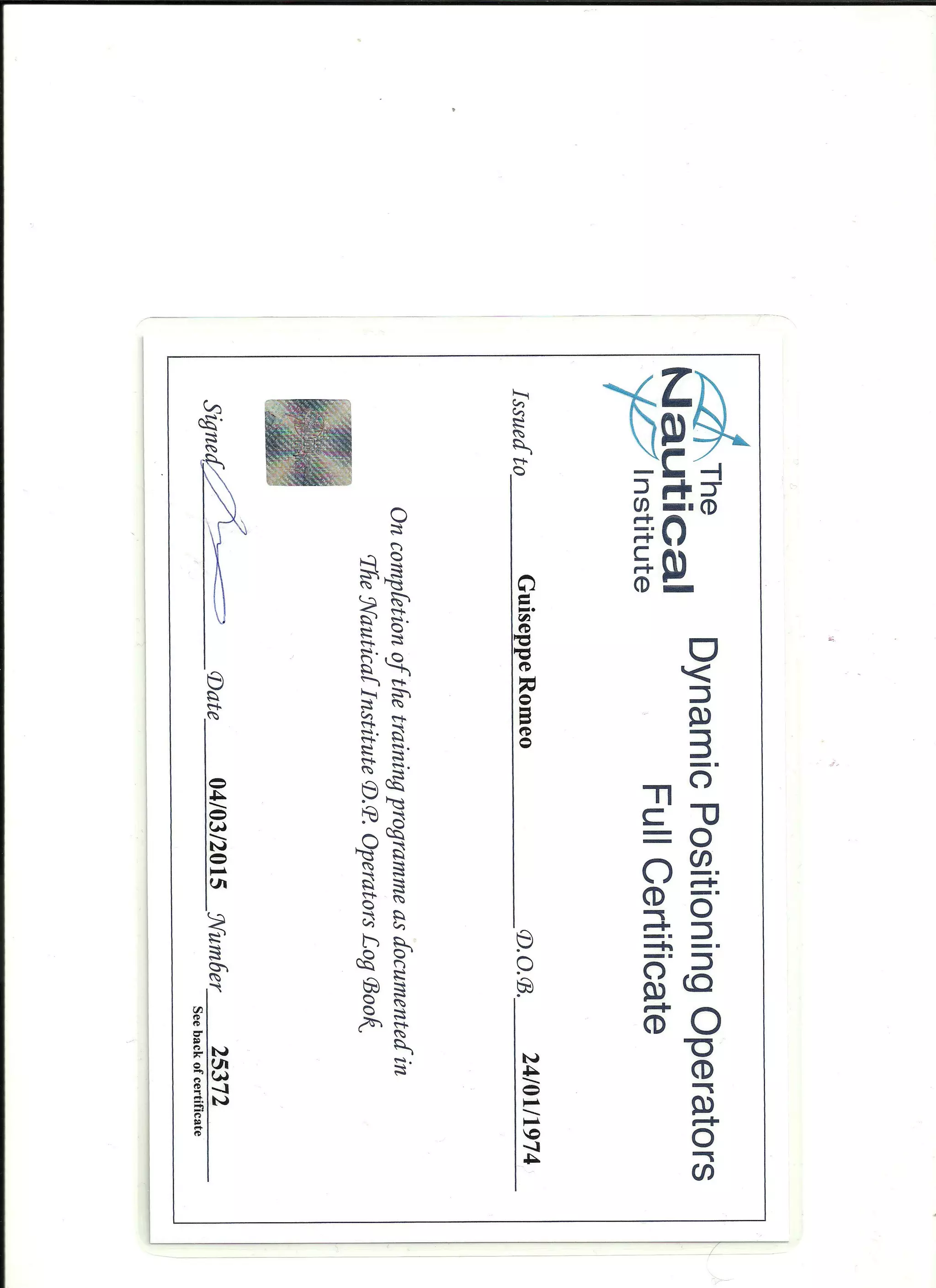 FULL DP CERTIFICATE0001 | PDF