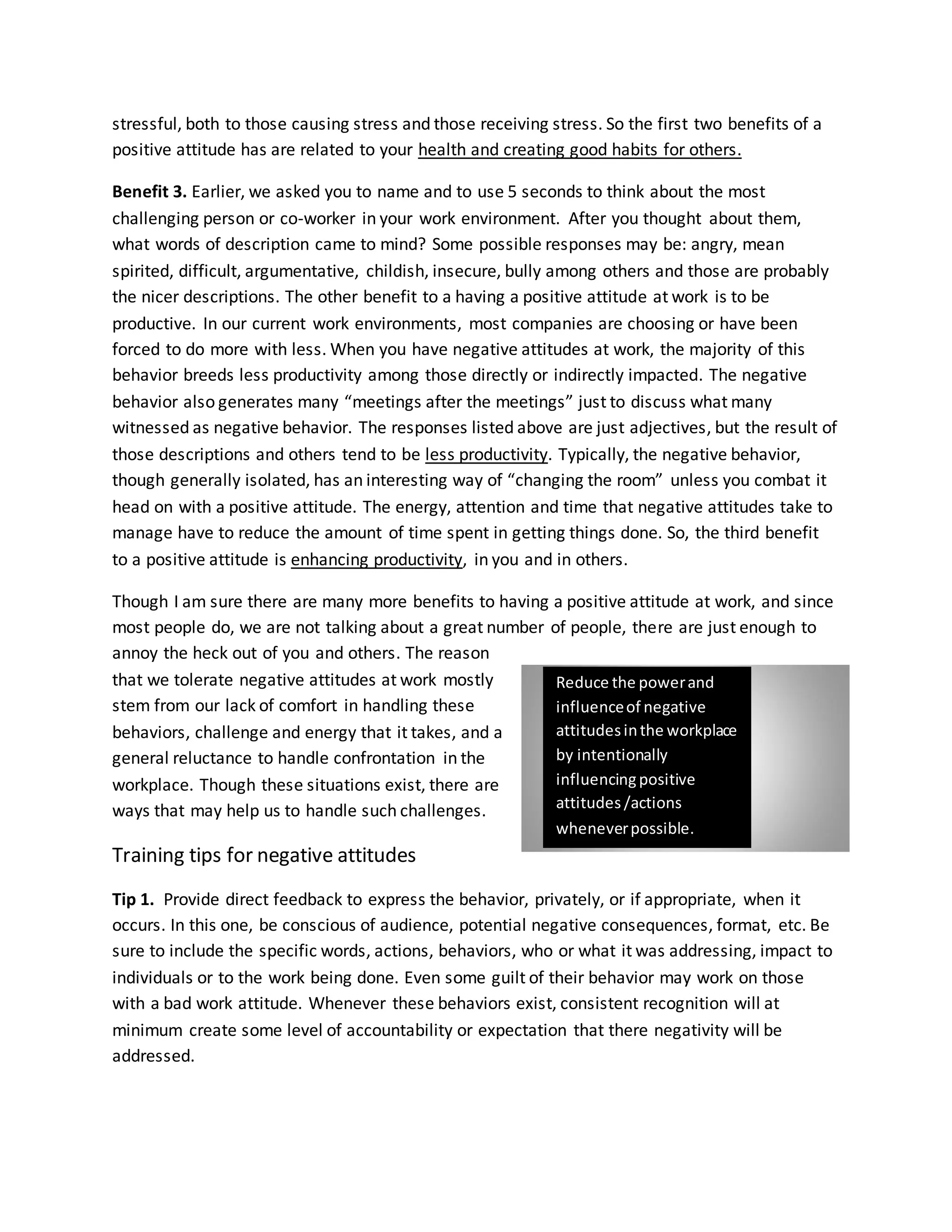 Benefits Of A Positive Attitude At Work Pdf
