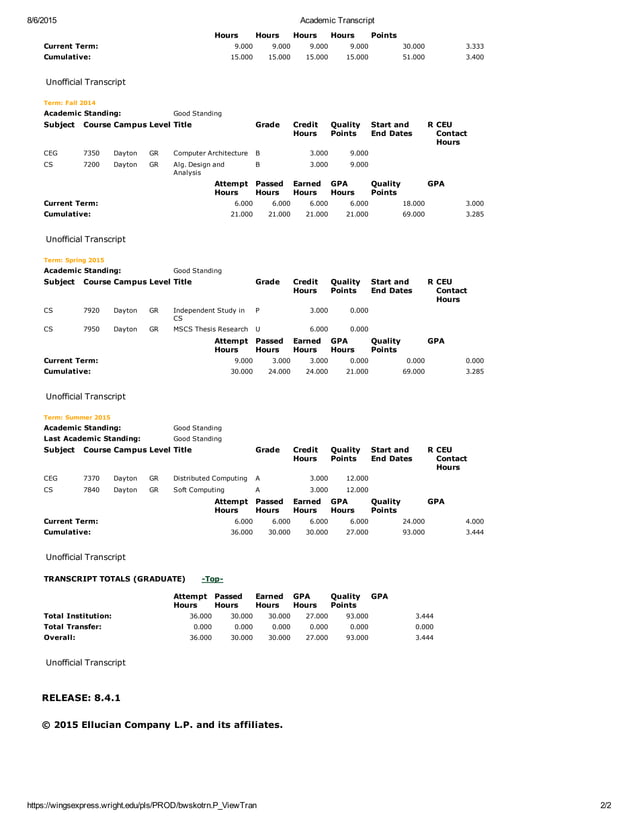 Academic Transcript | PDF | Educational Assessment | Education