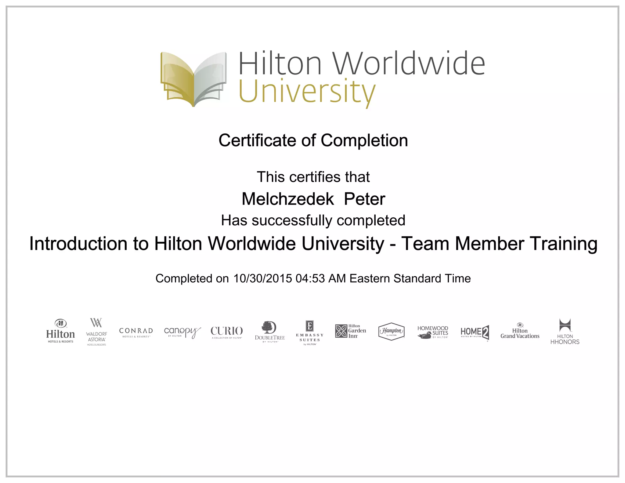 Introduction to Hilton Worldwide University - Team Member Training | PPT