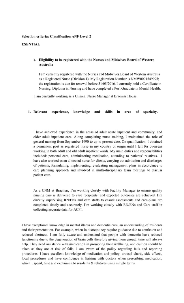 Essential criteria (4) | DOC