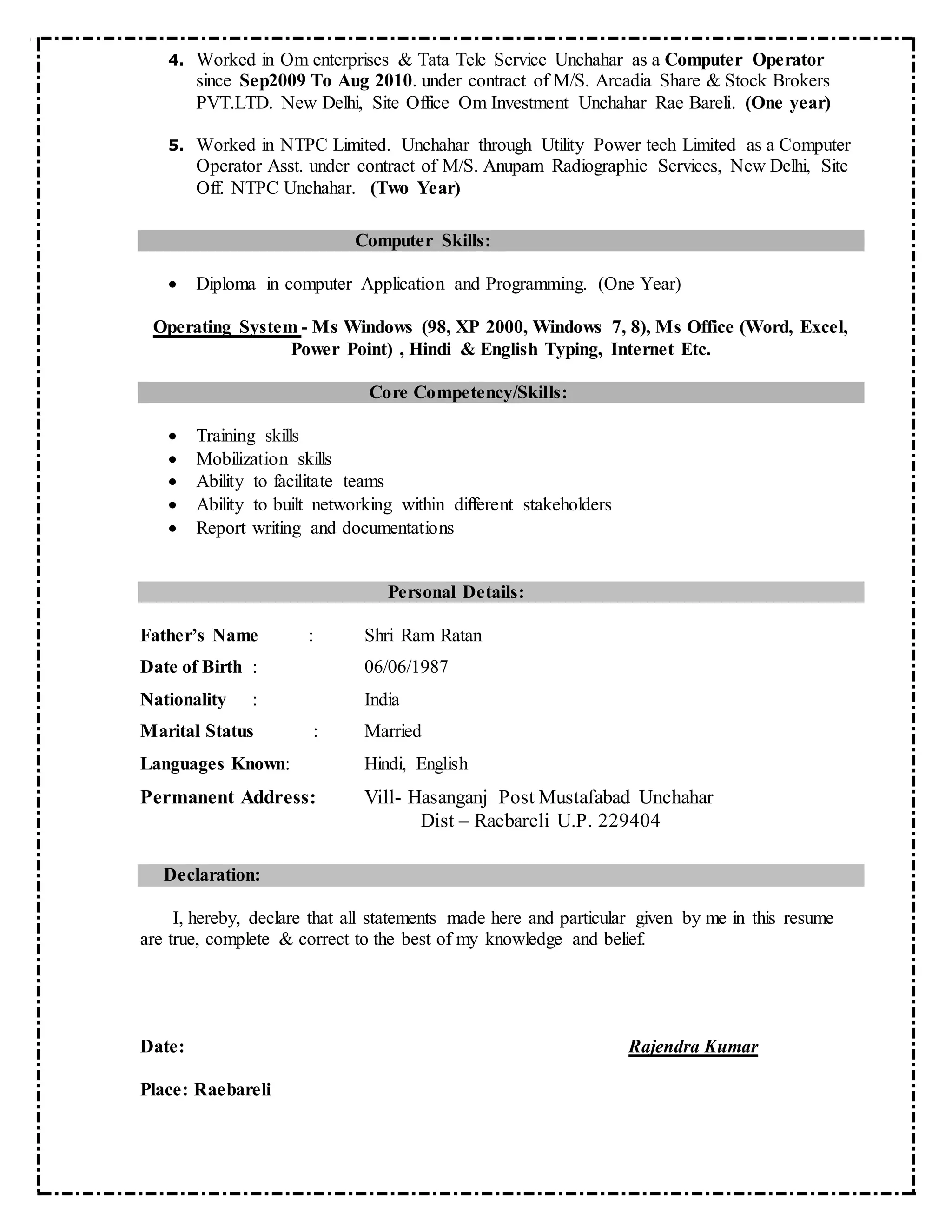 Rajendra resume 2016 | DOCX