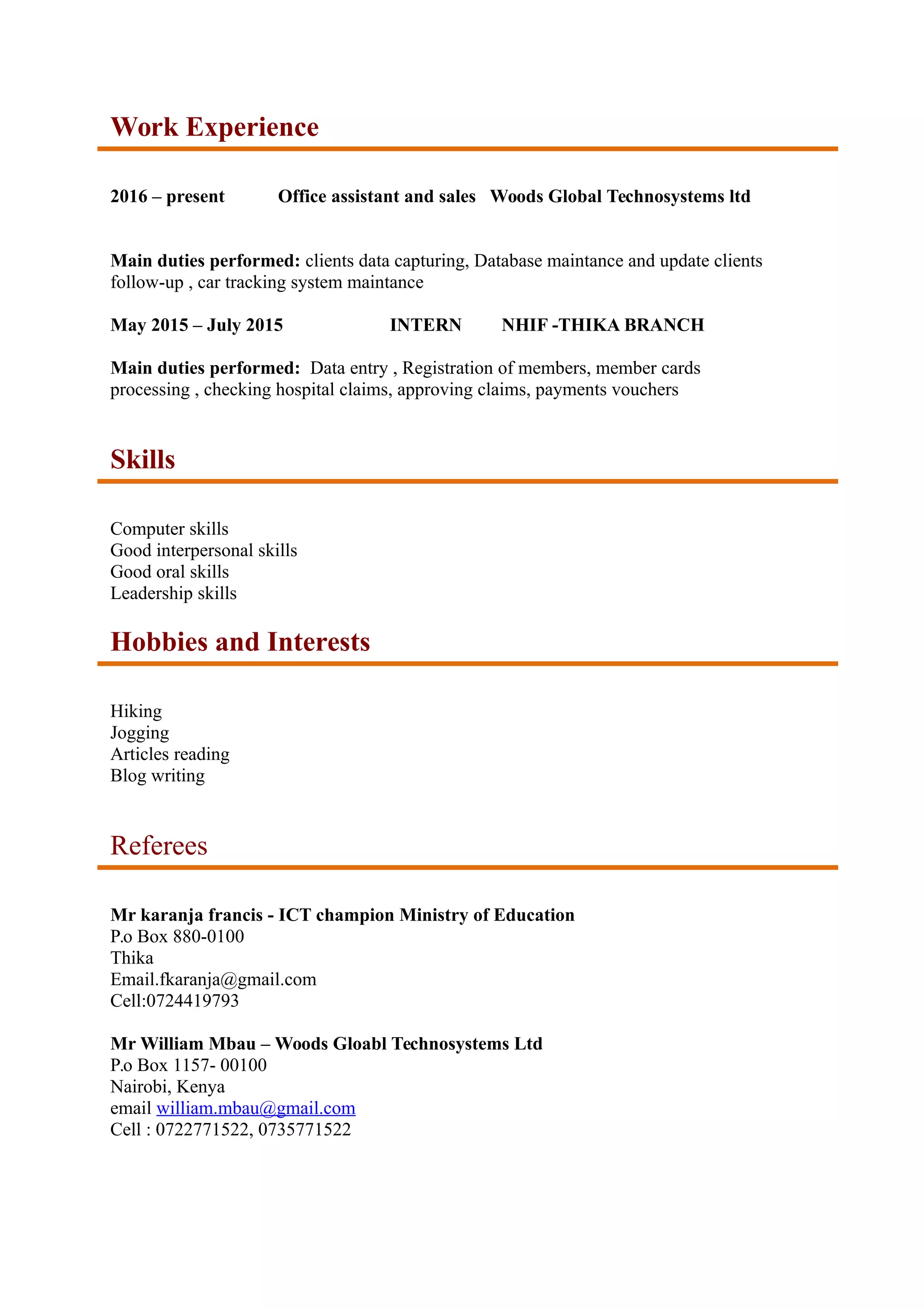 Edward David Chege Cv | PDF