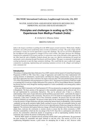 Principles and challenges in scaling up CLTS – Experiences from Madhya ...