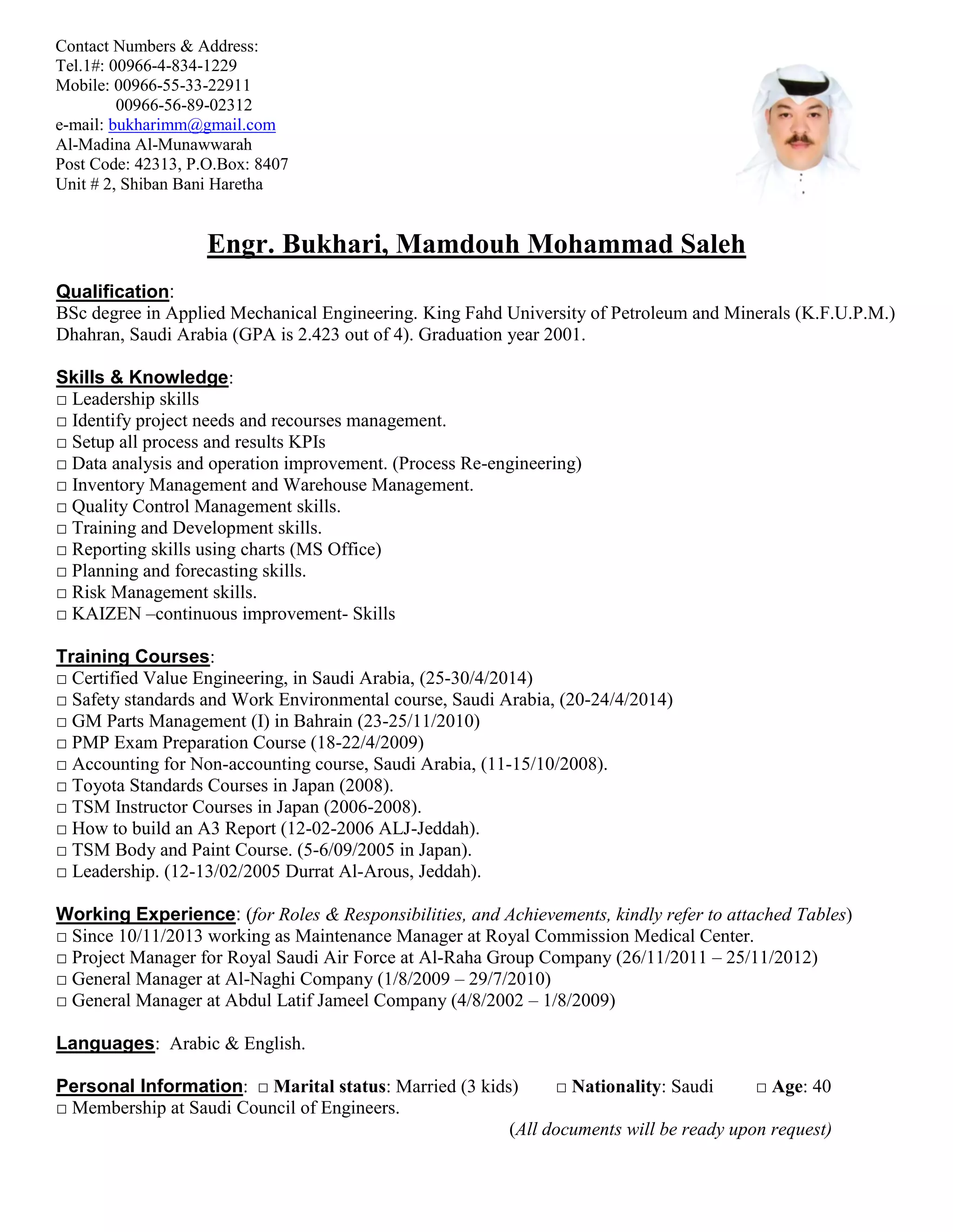 Bukhari's CV updated 2016 | PDF