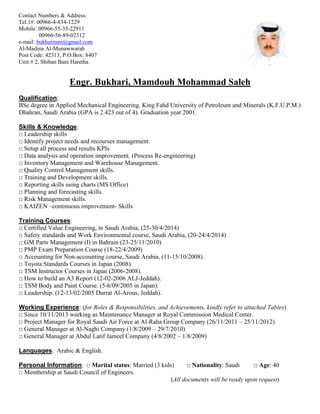 Bukhari's CV updated 2016 | PDF | Business | Business and Finance