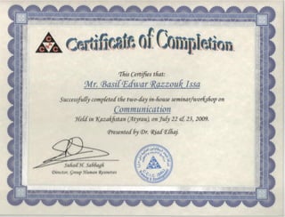 Certificate of Completion - Communication | PPT