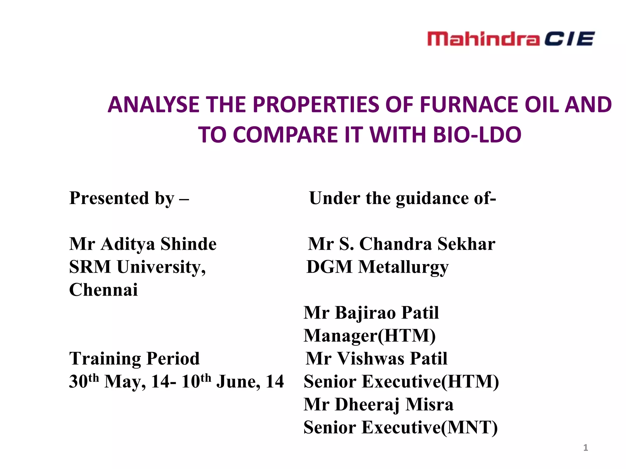 Furnace oil vs LDO corrected Final | PPTX
