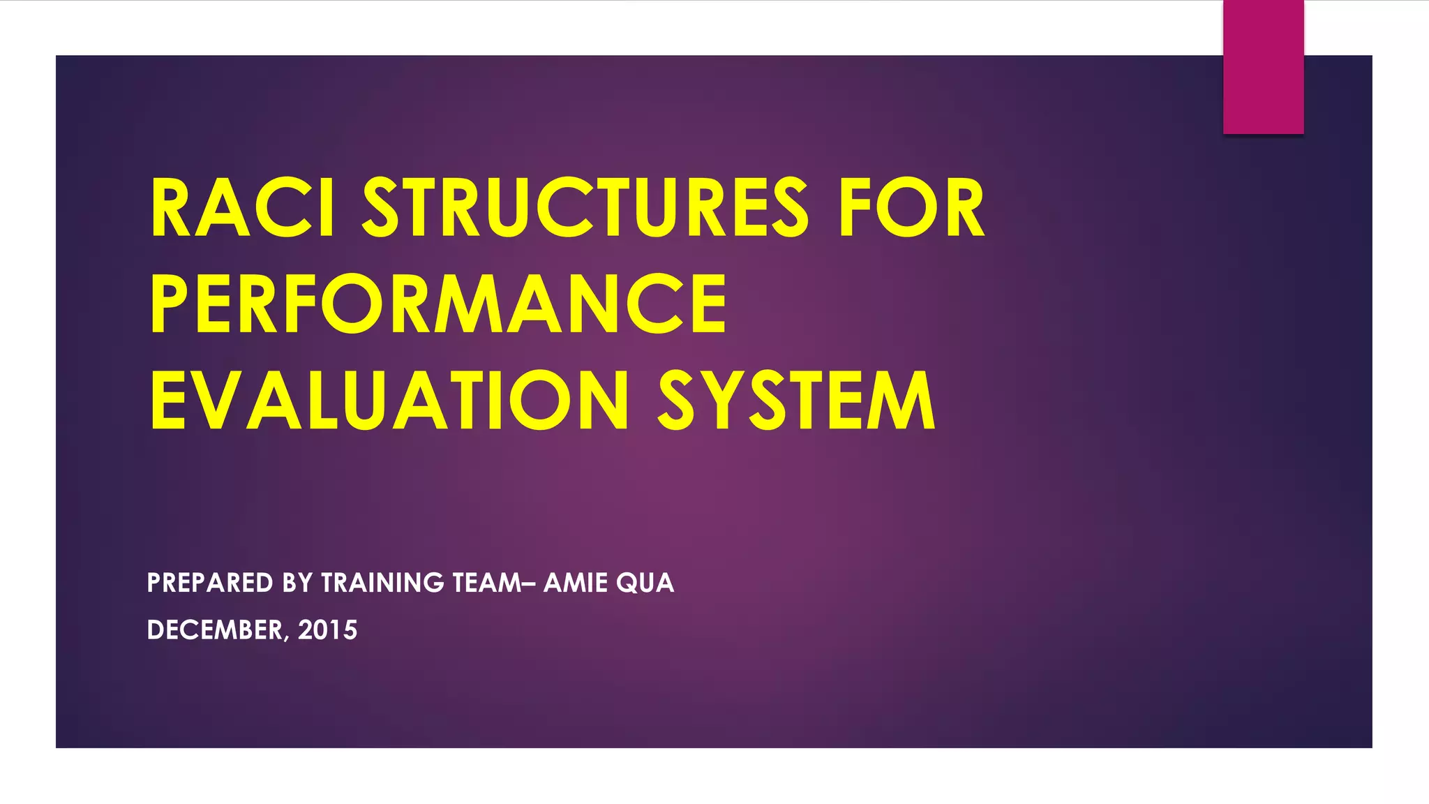 RACI FOR PERFORMANCE EVALUATION | PDF