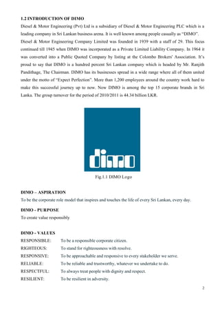 Industrial Training Report-II-DIMO | PDF