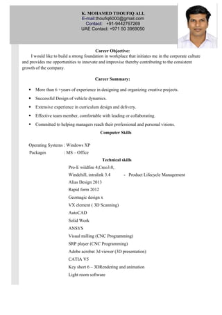 Thoufiq New CV1 | PDF