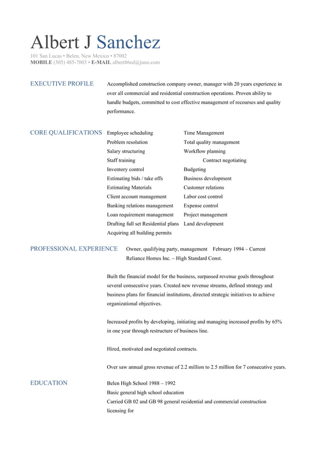 Albert Sanchez Resume # | PDF